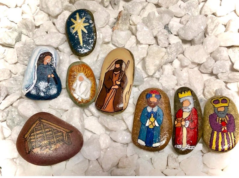 NATIVITY STORY STONES, Hand Painted Rocks, 9 Piece Set - Etsy