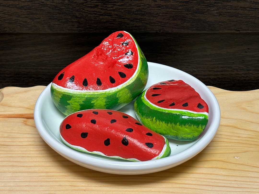 Painted Rock, Watermelon, Slice of Watermelon, Rock Garden - Etsy