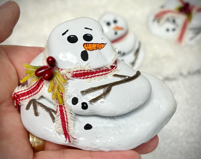 Melting SNOWMAN Rock, Deluxe Snowman, 3 Level Snowman, Painted Rock ...