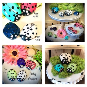 LADYBUG COUSINS, Baby Bugs, Hand Painted Rocks, Ladybugs, Garden Decor ...