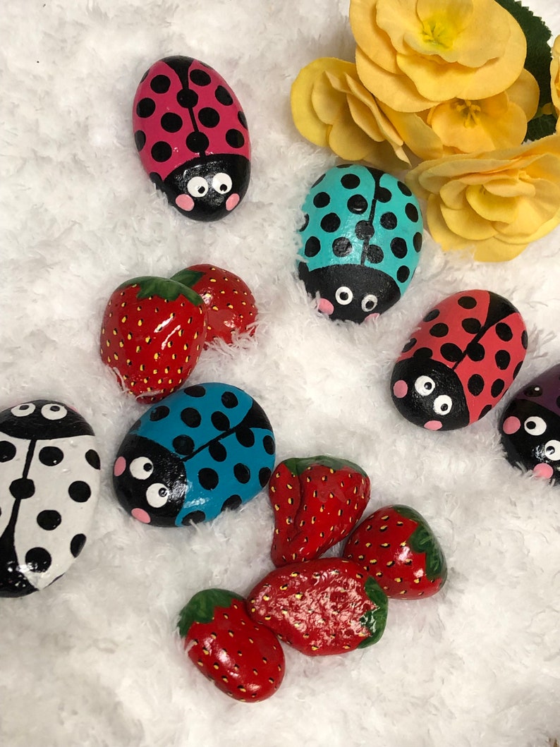 LADYBUG COUSINS Baby Bugs Hand Painted Rocks Ladybugs - Etsy