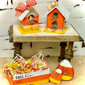 Candy Corn Birdhouses, Small Halloween House, Fall Decor, - Etsy
