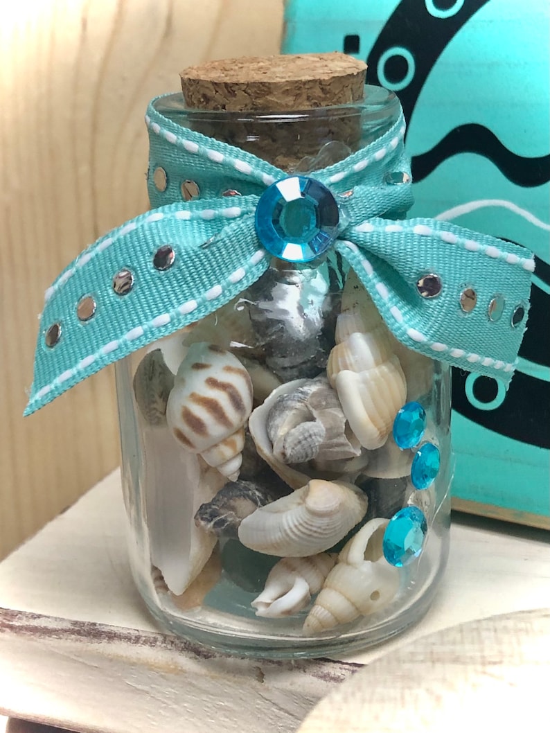 Beach Decor Bottle of Seashells and Beach Glass Little Jar - Etsy
