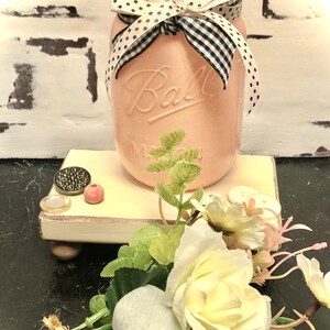 Mason Jar, Flower Arrangement, Pink Floral, Vintage, Farm House, Vase ...