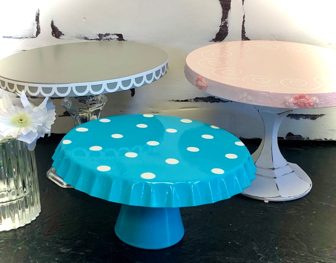 Mini Cake Stand, Tin, Wood, Glass, Small Riser, Tiered Tray, Small Cake ...