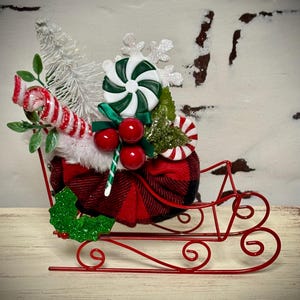 Santa’s Sled, Santa’s Bag, Christmas Decoration, Small Wire Sled, Candy ...