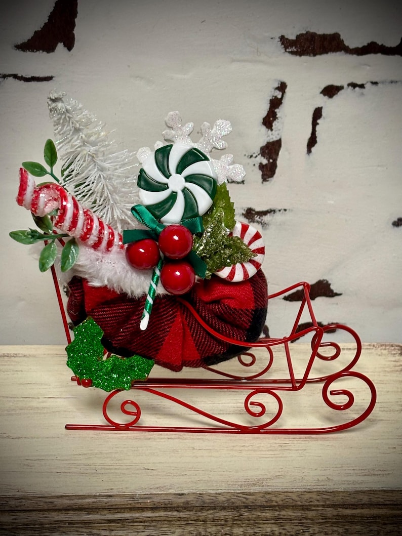 Santa’s Sled, Santa’s Bag, Christmas Decoration, Small Wire Sled, Candy ...