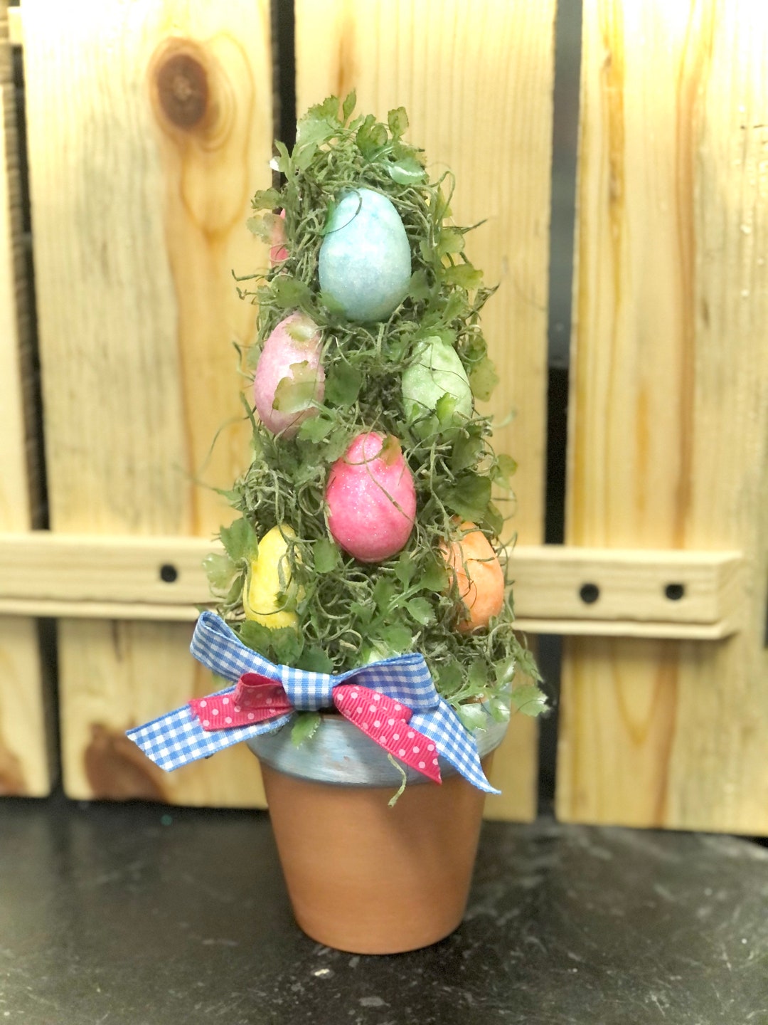 Easter Egg Tree, Topiary, Easter Decor, Table Top, 11” Cone Tree ...