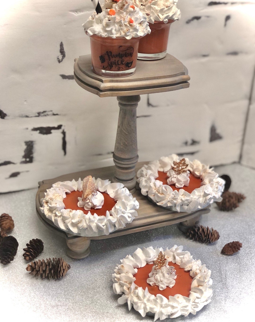 FAUX PUMPKIN PIE, Mini Pie, Tiered Tray Decor, Fall, Thanksgiving, Fake ...