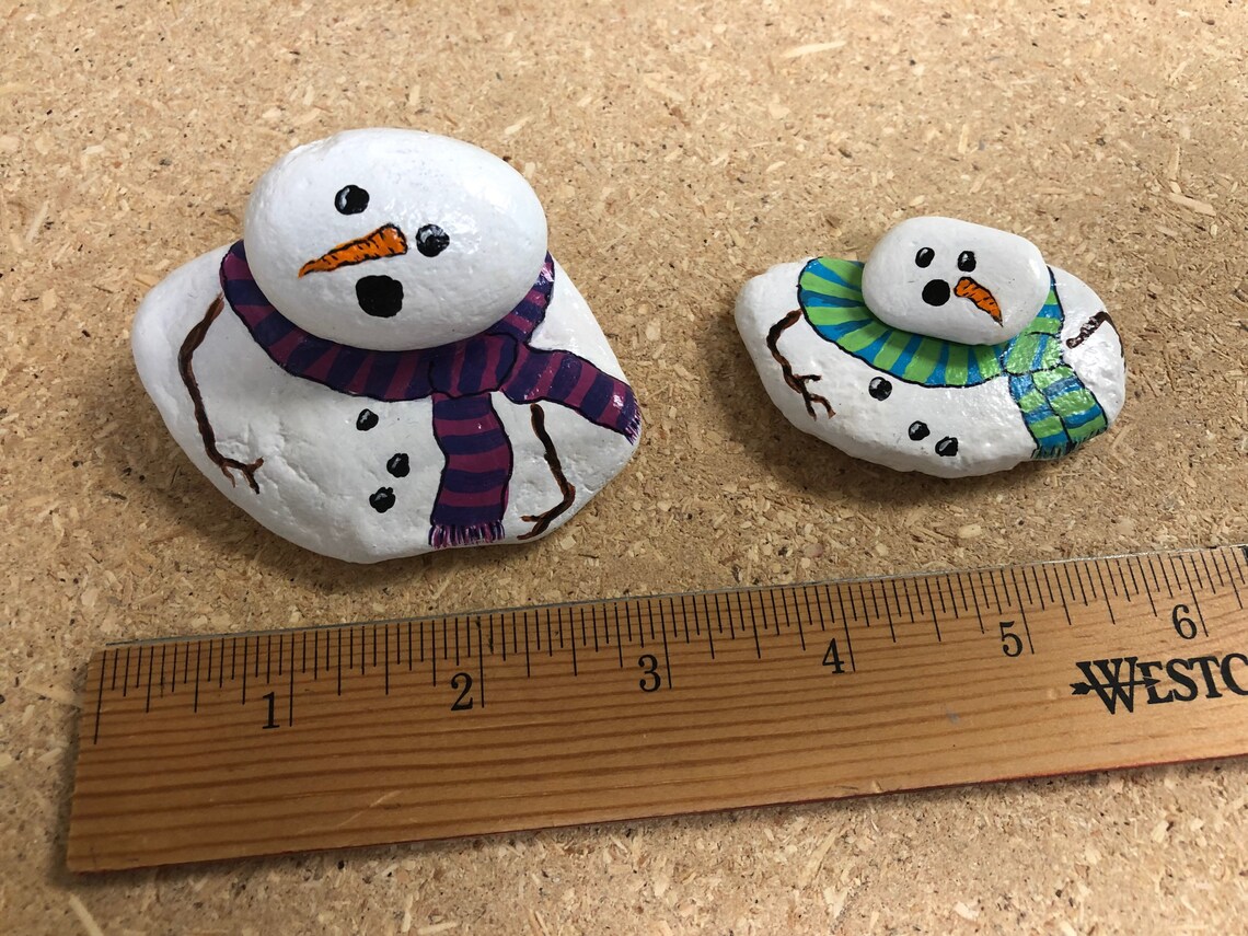 Melting SNOWMAN Rock Painted Rock Winter Decor for Tiered - Etsy