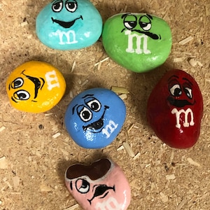 ROCK “CANDY”, Handpainted Rocks, Pebbles, M&m Look Alike, Faux Candy ...