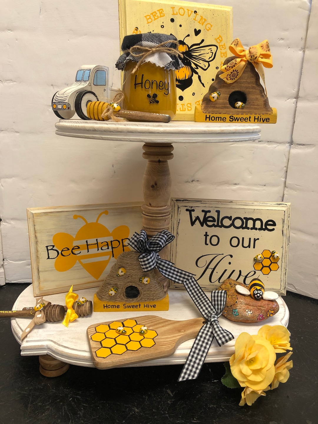 BEE DECOR, Bee Signs, Bee Hive, Honey Jar, Tiered Trays, Summer ...