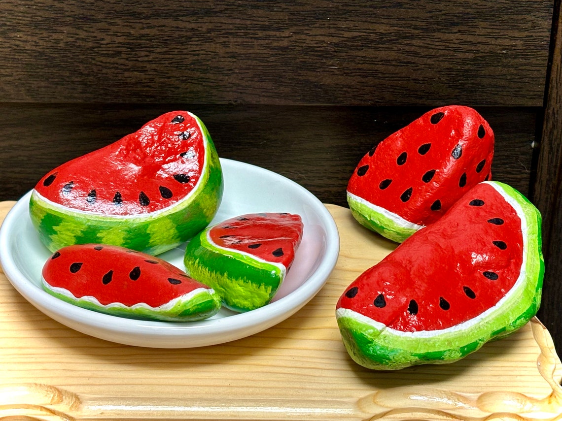 Painted Rock, Watermelon, Slice of Watermelon, Rock Garden - Etsy