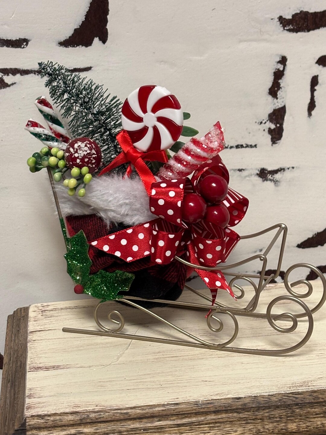 Santa’s Sled, Santa’s Bag, Christmas Decoration, Small Wire Sled, Candy ...