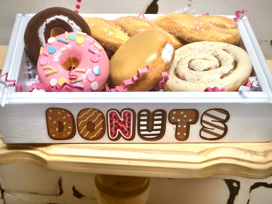 Faux Donuts, Mini Box of Donuts, Donut Tray, Fake Desserts Display ...