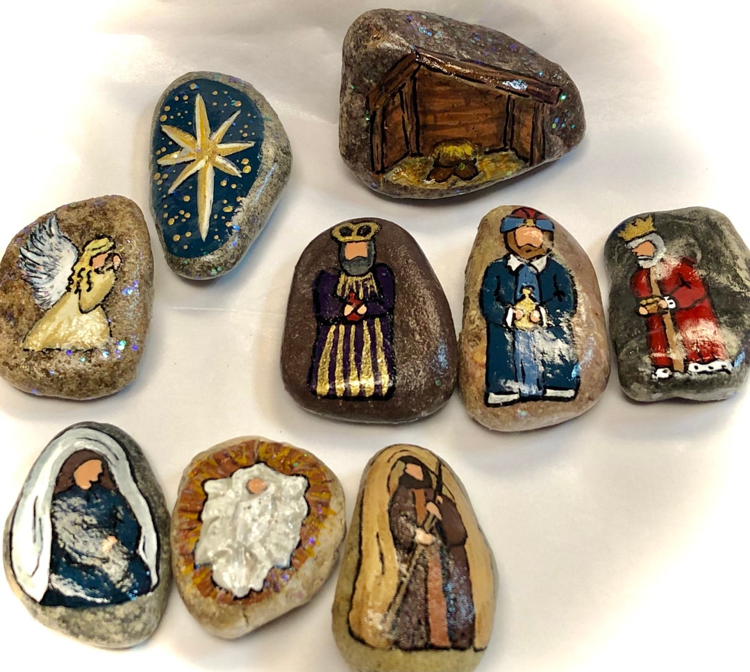 NATIVITY STORY STONES, Hand Painted Rocks, 9 Piece Set - Etsy