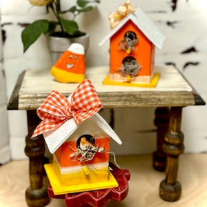 Candy Corn Birdhouses, Small Halloween House, Fall Decor, - Etsy