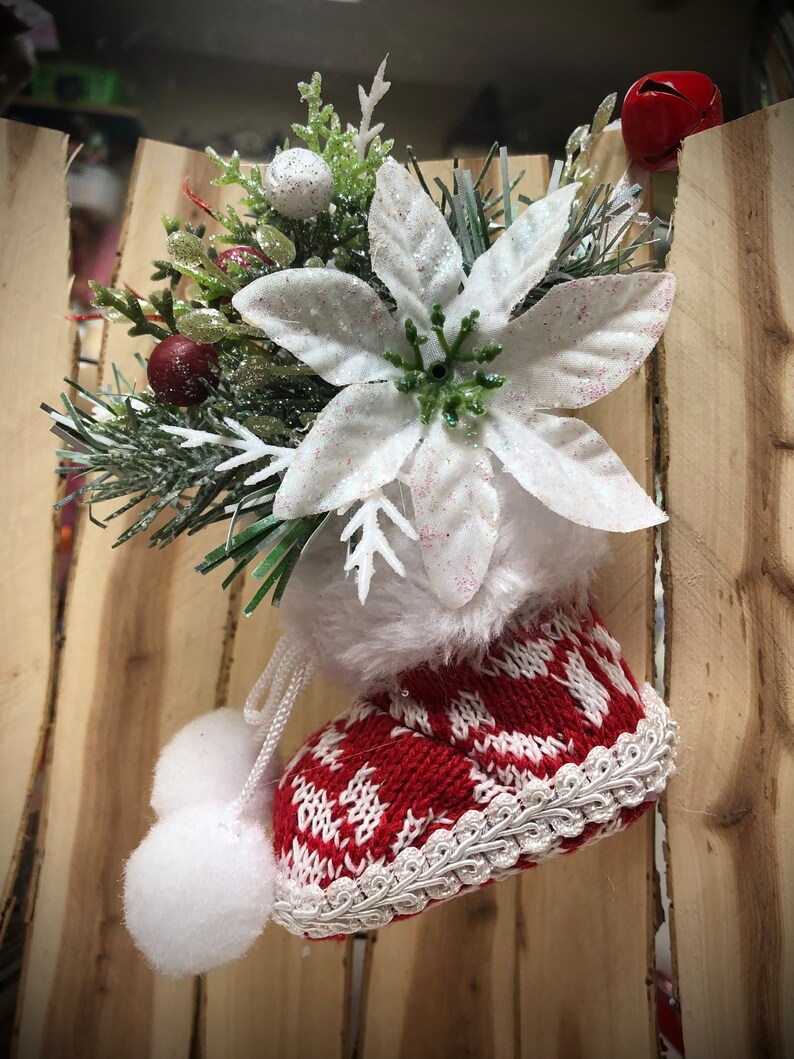 Mini Christmas Floral, Little Snow Boot, Bootie, White Poinsettia, Knit ...