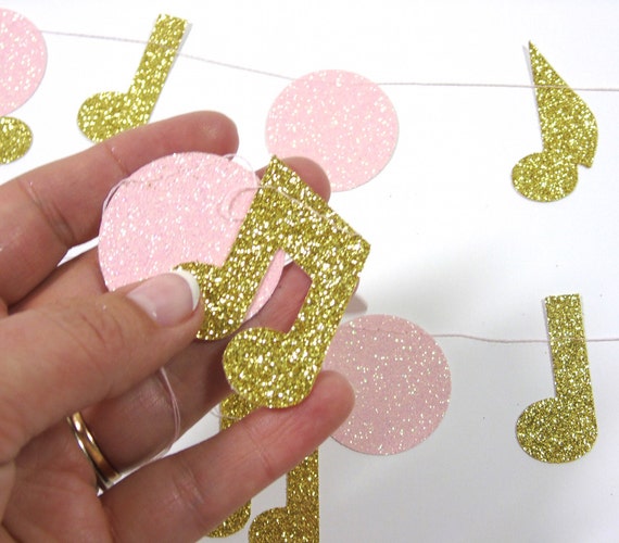 Music Party Notes Garland Gold and Pink First Birthday Pink | Etsy