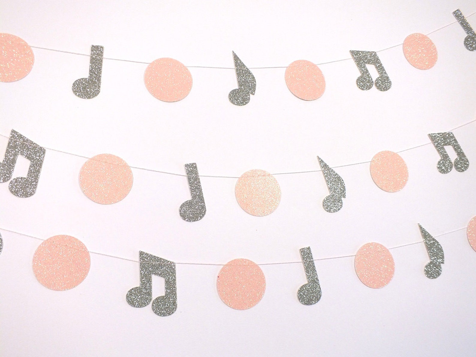 Music Party Notes Garland Gold and Pink First Birthday Pink | Etsy