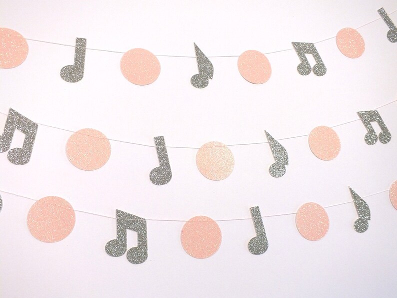 Music Party Notes Garland Gold and Pink First Birthday Pink | Etsy