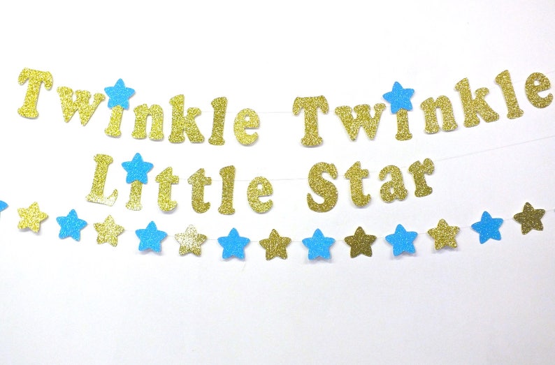 Twinkle, Twinkle Little Star Gold Glitter Banner, Stars Garlands ...