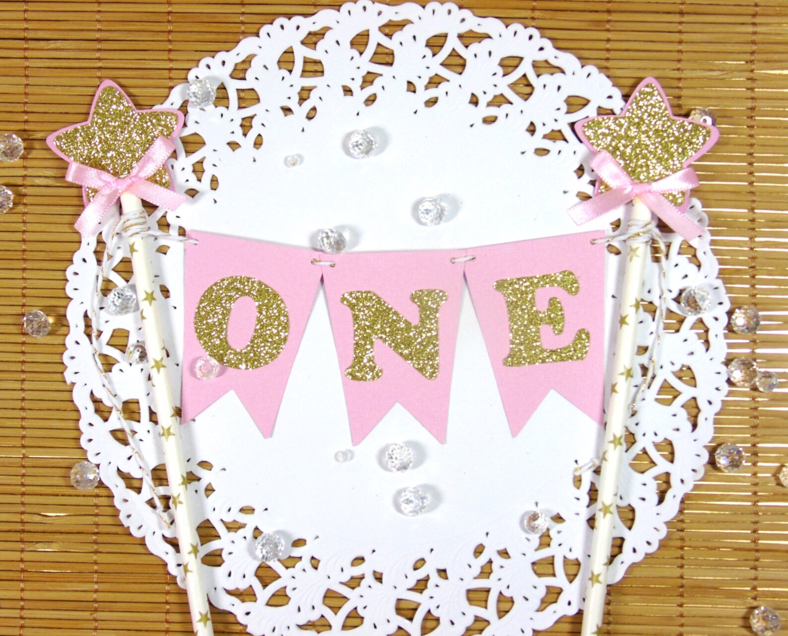 Twinkle Twinkle Little Star Cake Topper Gold and Pink Gold - Etsy
