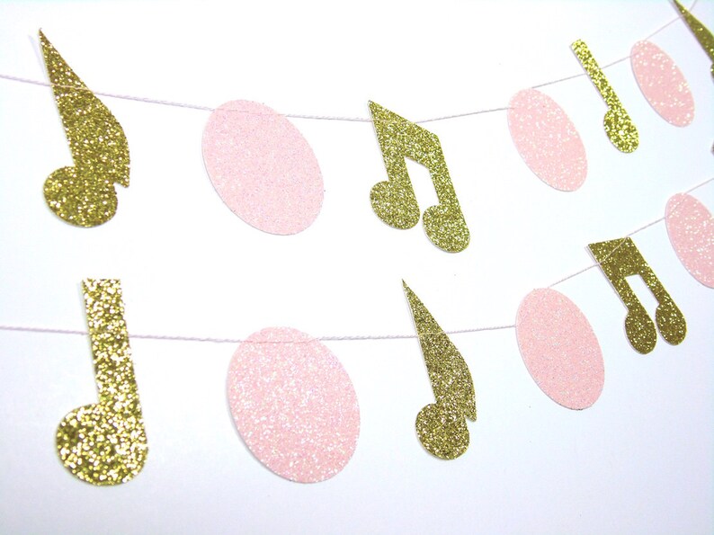 Music Party Notes Garland Gold and Pink First Birthday Pink | Etsy