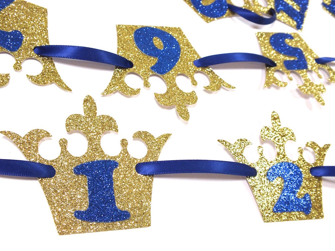 Royal Blue Princess Photo Banner, 1-12 Months Banner, Gold and Royal ...