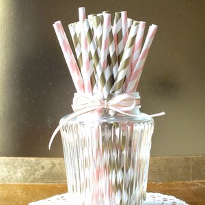 Paper Straws Set of 25 Gold and Pink First Birthday Pink - Etsy