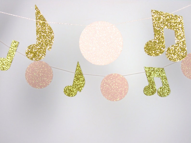 Music Party Notes Garland Gold and Pink First Birthday Pink | Etsy