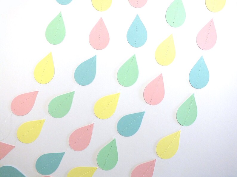 Little Rain Garland Pastel Raindrops Garland Baby Shower - Etsy