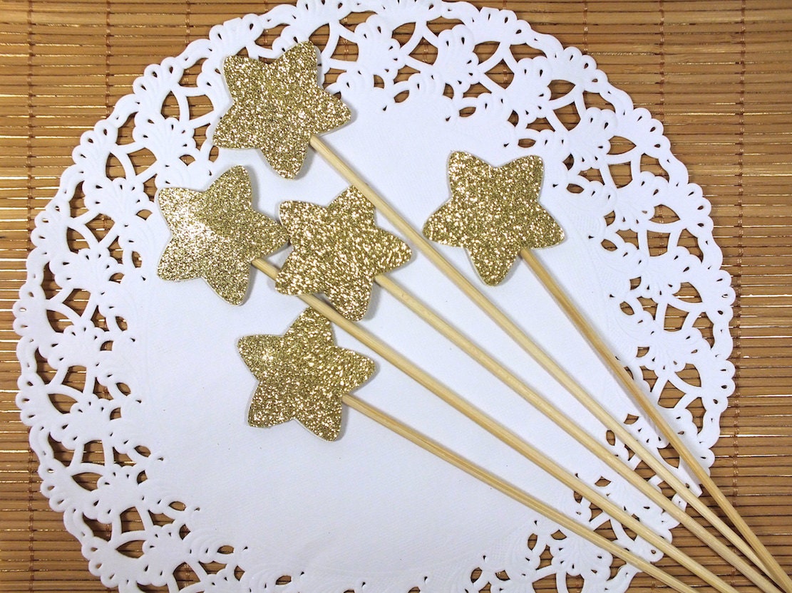 Twinkle Little Star Picks, Magic Wands, Gold and Pink First Birthday ...