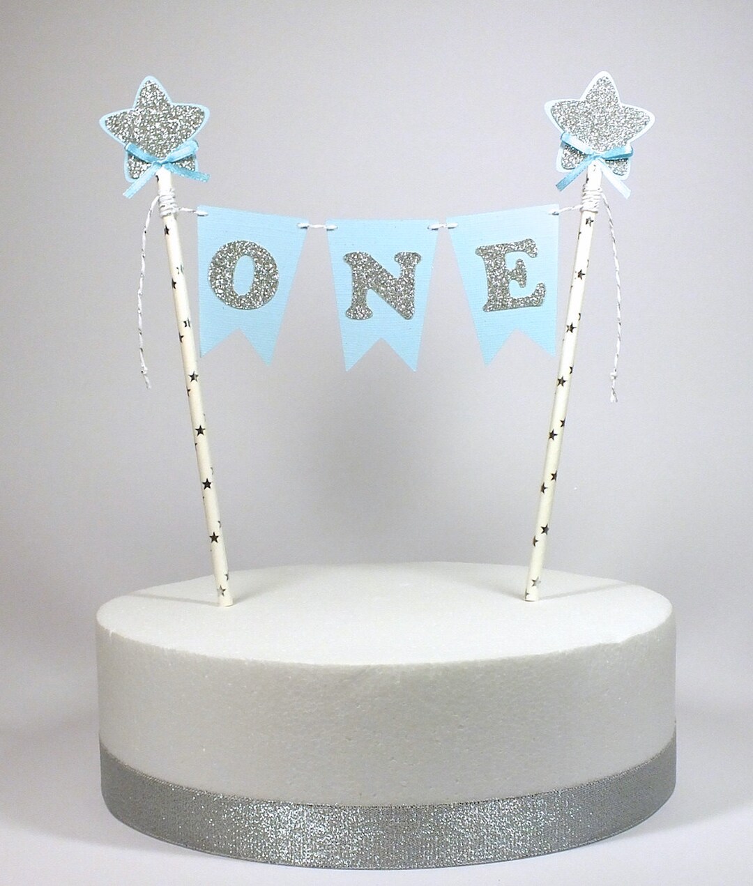 Twinkle, Twinkle Little Star Cake Topper, Silver and Baby Blue, Baby ...
