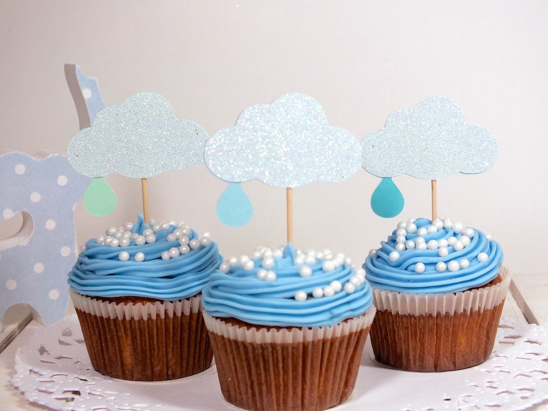 Little Rain Cupcake Toppers, Cloud Cupcake Toppers, Baby Shower ...