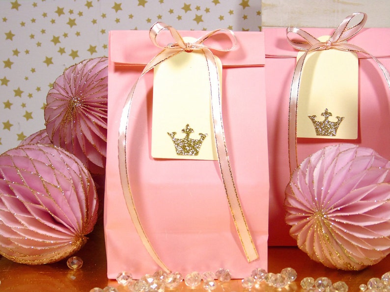 Little Princess Party Crown Tags Gold and Pink Gold and - Etsy