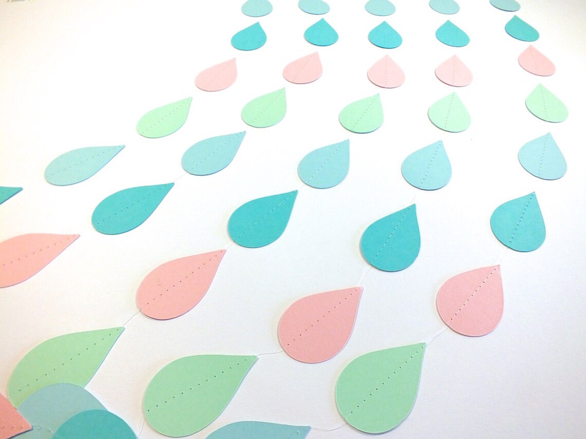 Little Rain Garland, Raindrops Garland, Baby Shower, Birthday Decor ...