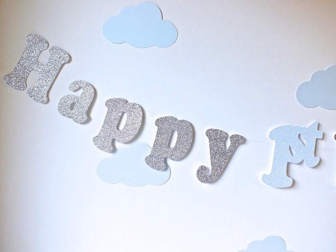 Happy Birthday Small Banner, Personalized Birthday Banner, Silver and ...