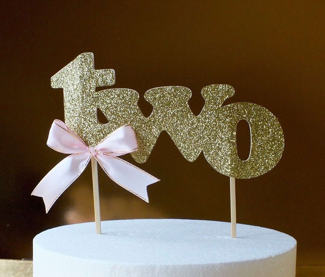 Cake Topper Two Cake Topper Gold and Pink Gold and Blush - Etsy