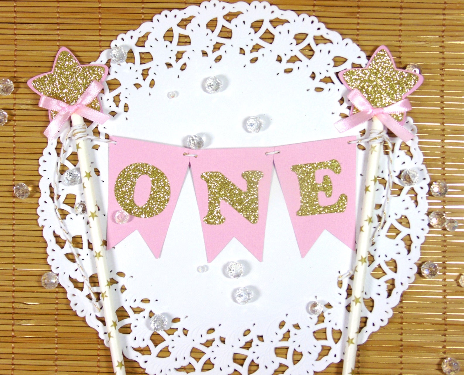 Twinkle, Twinkle Little Star Cake Topper, Gold and Pink, Gold and Blush ...
