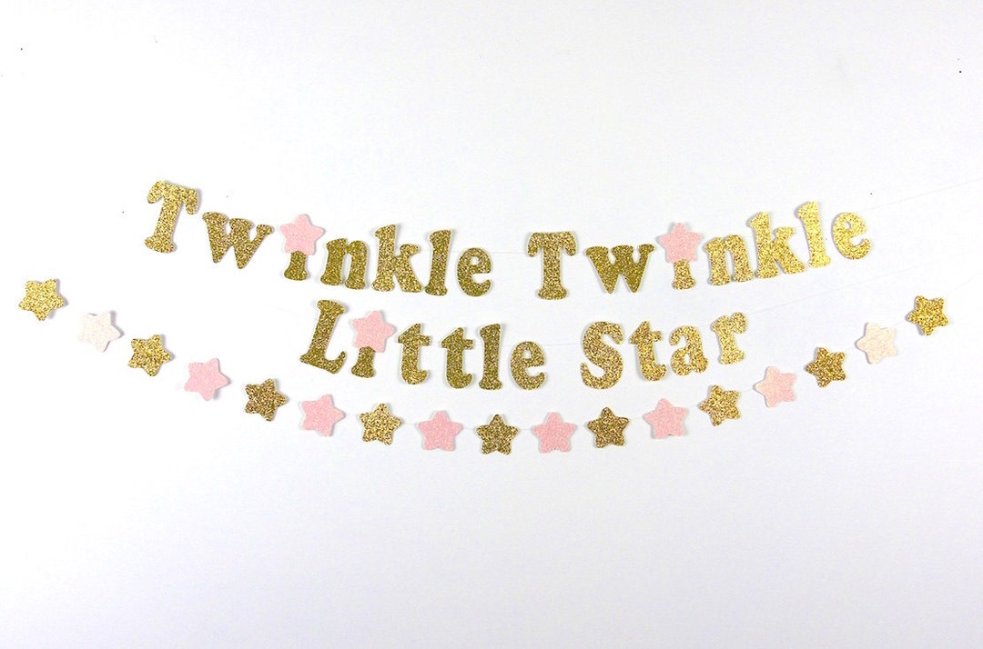Twinkle, Twinkle Little Star Gold Glitter Banner, Stars Garlands, Stars ...