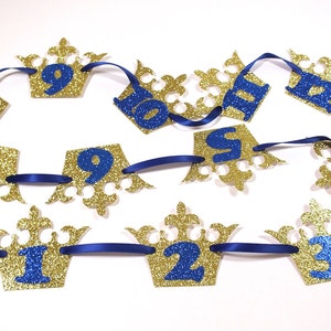 Royal Blue Princess Photo Banner, 1-12 Months Banner, Gold and Royal ...