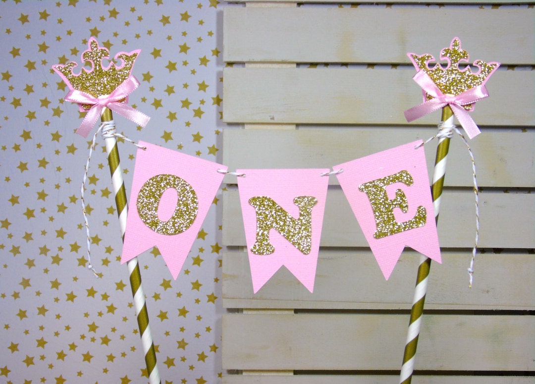 Little Princess Party, Crown Cake Topper, Gold and Pink, Gold and Blush ...