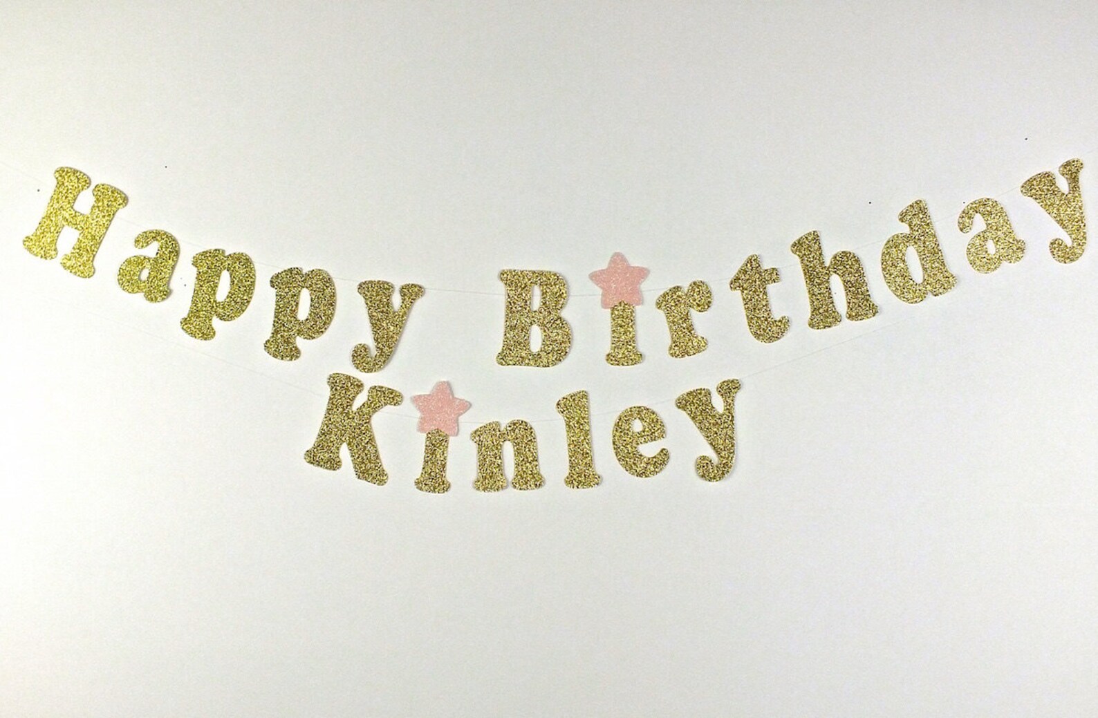 Happy Birthday Small Banner, Personalized Birthday Banner, Gold and ...
