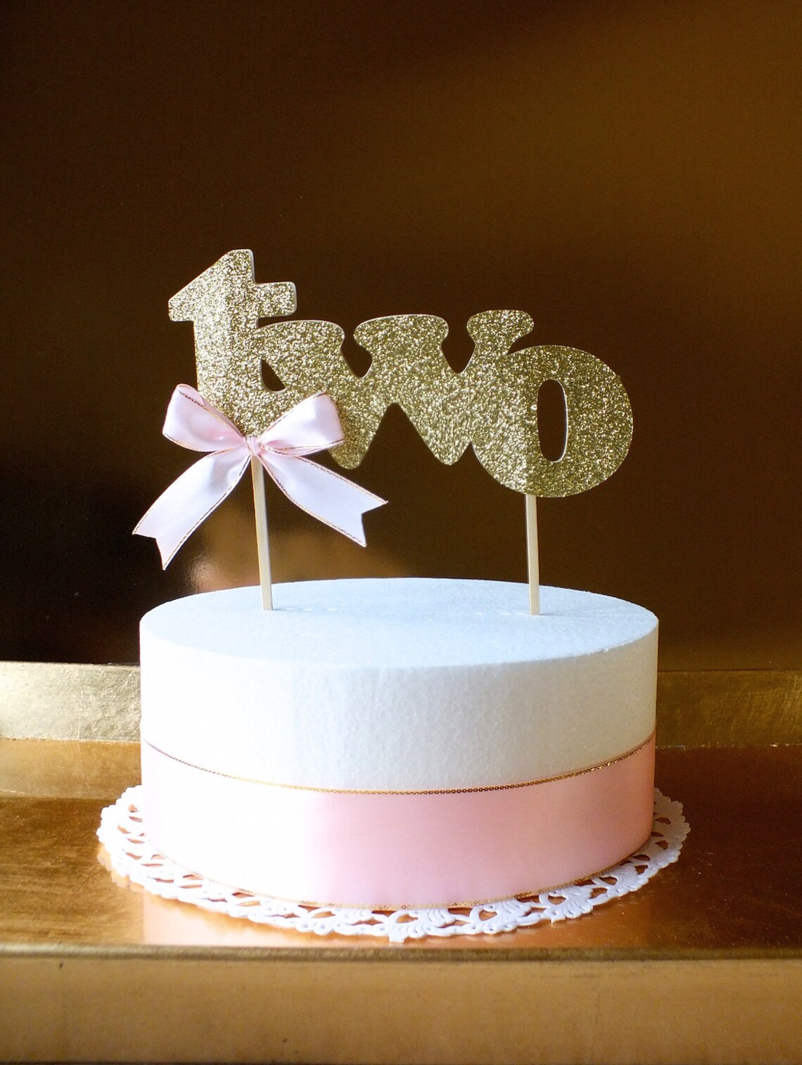 Cake Topper Two Cake Topper Gold and Pink Gold and Blush - Etsy
