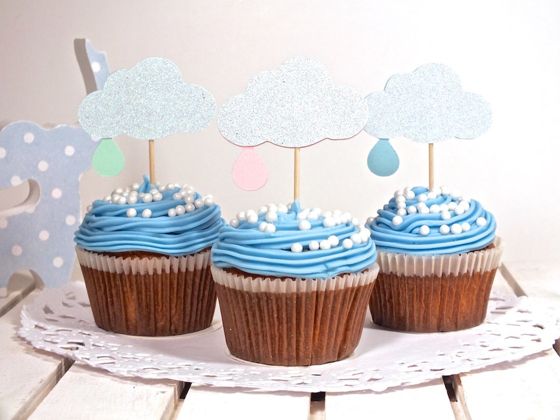 Little Rain Cupcake Toppers Cloud Cupcake Toppers Baby - Etsy