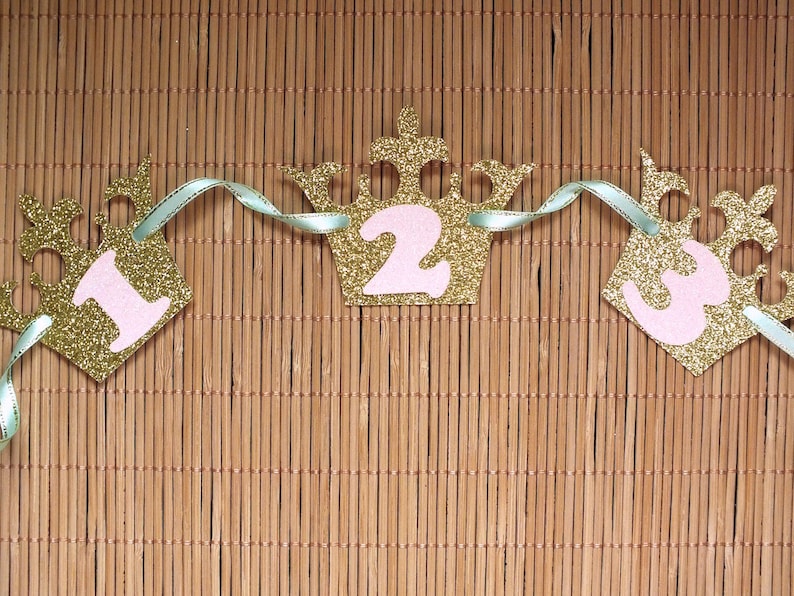 Little Princess Photo Banner, 1-12 Months Banner, Gold Mint and Pink ...