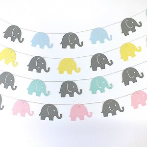 Elephant Garland, Pastel Nursery Decor, Baby Shower Decoration - Etsy