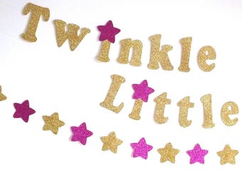 Twinkle Twinkle Little Star Gold Glitter Banner Garlands and - Etsy