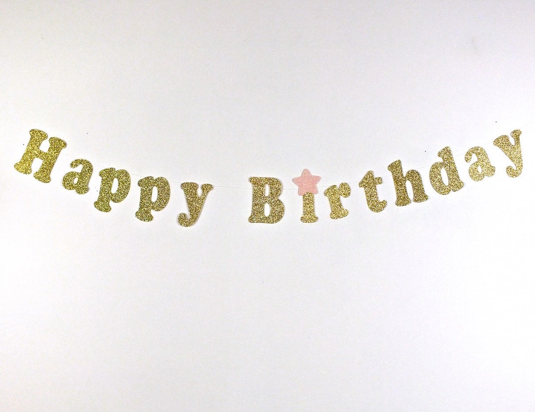 Happy Birthday Small Banner, Personalized Birthday Banner, Gold and ...